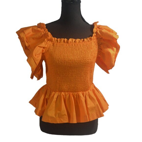 Million Colors | Tops | Million Colors Smocked Ruffle Top Orange Medium ...
